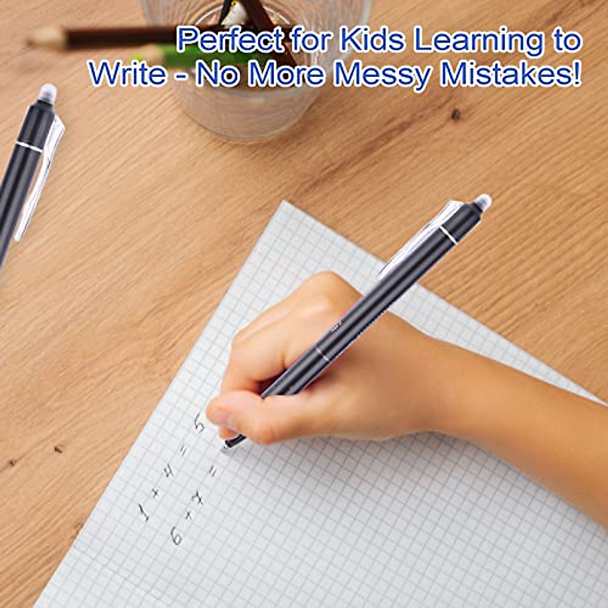 cobee® Erasable Gel Pens, 12 Pieces 0.5mm Retractable Eraser Rollerball Pen Black Ink Erasable Pen Mistakes Disappear Fine Point Pen Writing Planner Drawing School Supplies(Black)