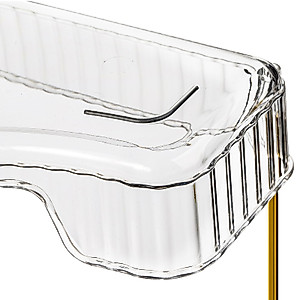 Cididu 3 Tiers Bathroom Counter Organizer, Clear Corner Shelf Storage Rack, Cosmetic Perfume Standing Holder with Gold Metal Pole, Skincare Sink Organizer for Vanity Countertop