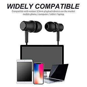 2 Packs of Black and Whlite Headphones, Stereo Wired Headphones Earbuds Sports Earphone with Microphone for Laptop Computer iPhone Samsung Huawei