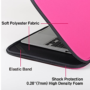 Inntzone Laptop Sleeve 13.3 Inch Foldable Slim Case Lightweight Bag Notebook Computer Carrying Flip Cover (Pink)
