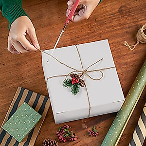 HLWDFLZ White Gift Boxes 12 Pack 8x8x4 Inches Paper Box, Gift Boxes with Lids, Wedding Present Box, Bridesmaid Proposal Box, Birthday Party Favor Box, Christmas Box with 66ft Twine and 12 clear stickers