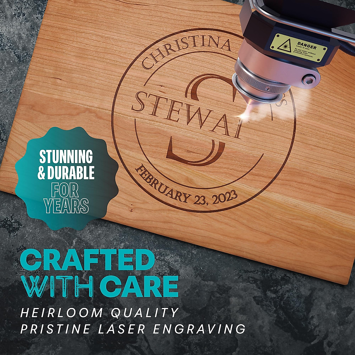 Blue Ridge Mountain Gifts Personalized Wood Cutting Board - Laser Engraved Custom Chopping Boards - Elegant Gift for Wedding, Anniversary, Housewarming, Couples - Unique Present - Durable Kitchen Tool