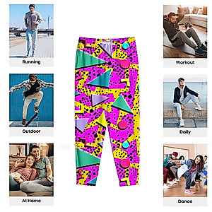 XINQIXAA Men's Jogger Sweatpants,80s Pants 90s Theme Athletic Track Pants,80s Costumes for Men Workout Jogger Pants Black