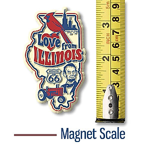 Love from Illinois Vintage State Magnet by Classic Magnets, Collectible Souvenirs Made in The USA, 2" x 3.3"