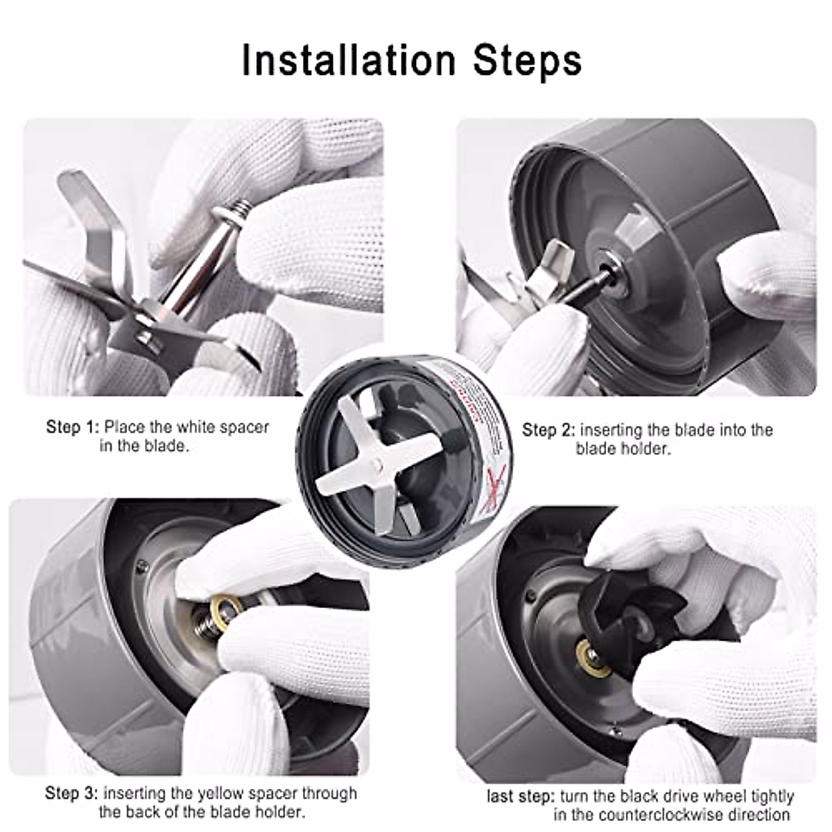 8 Pieces Replacement Parts Extractor Blade Compatible with Nutribullet Pro Blender 900 Series Premium Set of Blender Replacement Accessories with Mono-Wing and Cross Blade Replacement Sealing Gaskets