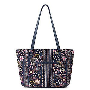 Sakroots Tote Bag in Eco-Twill, Large & Roomy with Zip Closure, Sustainable & Durable Design, Lining Made from Recycled Materials, Navy Tapestry World