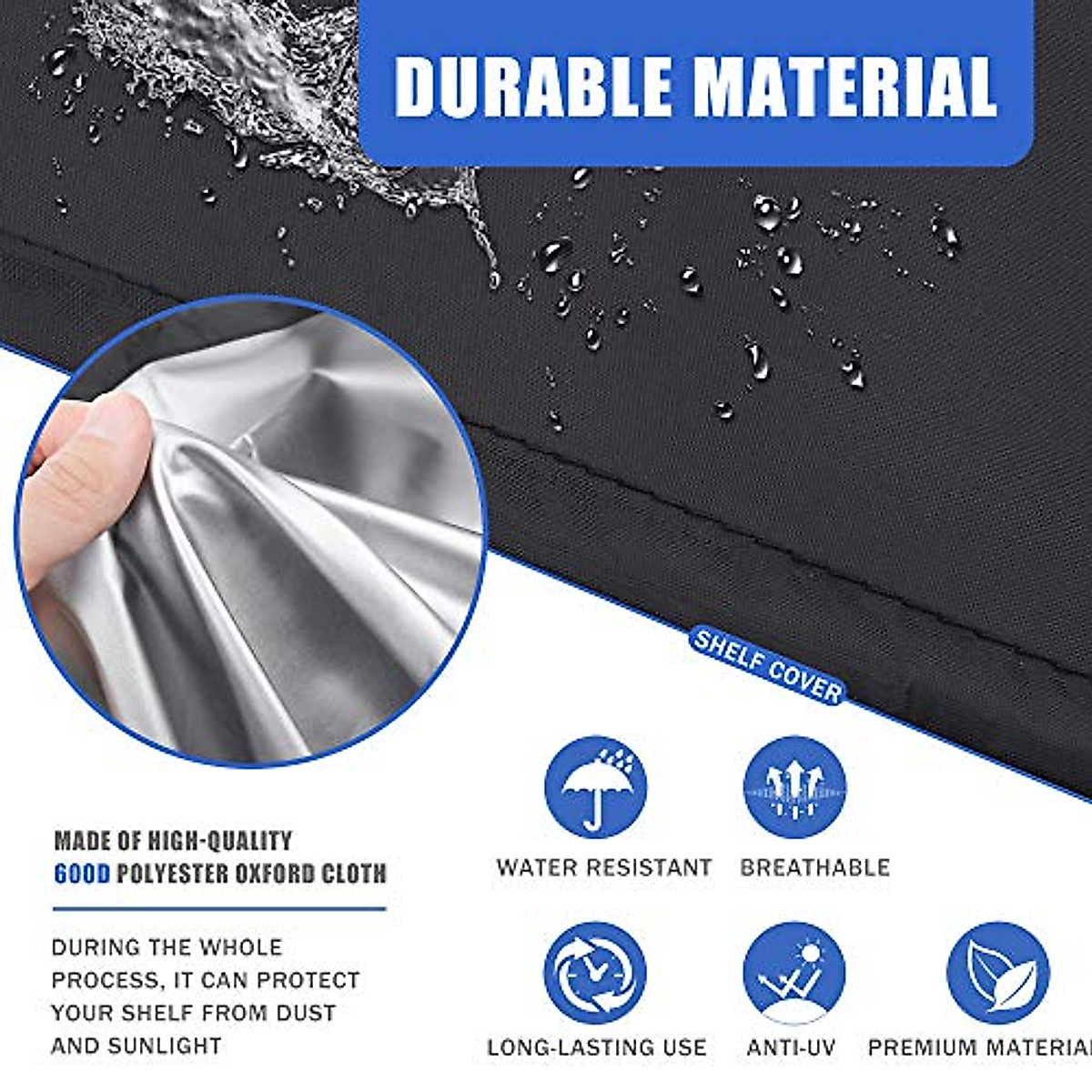 MOLLYAIR Wire Shelving Cover Wire Rack Cover Storage Rack Cover Used to Cover Sundries, Suitable for Rack 36X18X54in, Black,only Cover