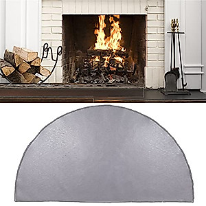 iayokocc Fireplace Mat Fire Retardant Area Rug, Half Round Hearth Fireplace Nonslip Area Mat Protective Floor for Outdoor(Grey,Size:24x42inch)