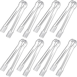 Didaey 8 Pieces Plastic Tongs for Serving Food Clear Kitchen Tongs Mini Serving Utensil Tongs 6.3 Inch Small Tongs for Food Ice Salad Buffet Weddings Barbecue Party