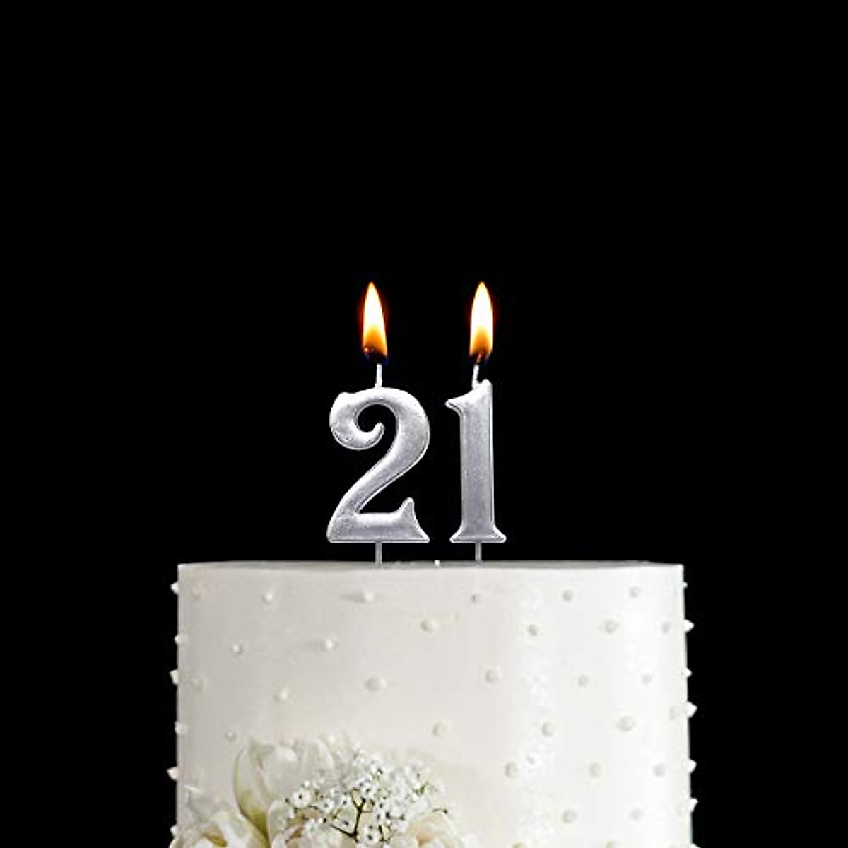 MAGJUCHE Silver 21st Birthday Numeral Candle, Number 21 Cake Topper Candles Party Decoration for Girl Or Boy