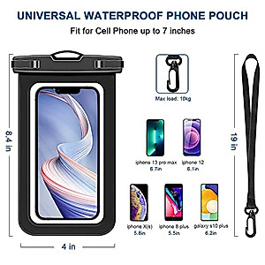 Universal Waterproof Phone Pouch,Floatable Waterproof Phone Pouch Compatible for iPhone 13 12 11 Pro Max XS Max XR X 8 7 Samsung Galaxy s10/s9 Up to 7.0", IPX8 Cell Phone Dry Bag -2 Black