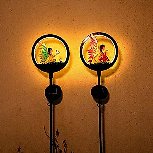 EDOF 2 Pack Fairy Solar Light Garden Decor, Fairy Decorative Garden LED Stake Lights for Walkway Yard Lawn Patio Garden Courtyard Waterproof Outdoor Decorative