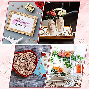 1000 Pieces Rustic Wedding Wood Heart Confetti Rustic Valentine Day Table Decorations Rustic Small Mr Mrs Love Wood Decoration Christmas Gift for Rustic Wedding Party Table Decor (Romantic Style)