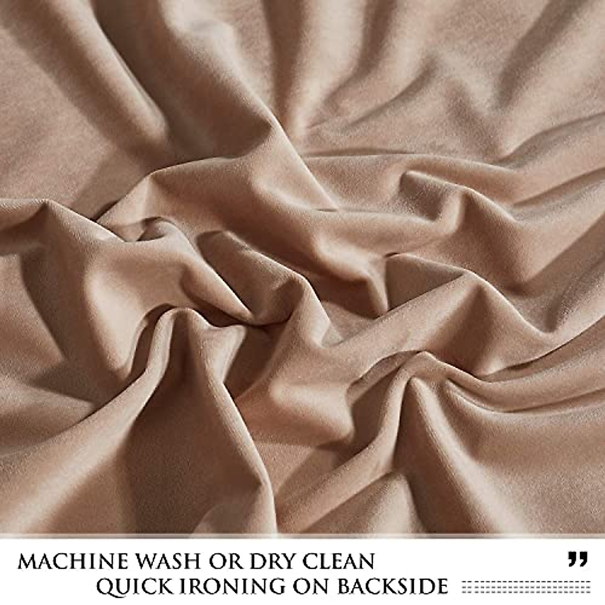 StangH Nursery Sunlight Blush Velvet Curtains - Elegant Interior Decoration Large Window Blackout Velvet Drapes for Living Room, 52 x 96 Inches Long, Blush Beige, 2 Pcs