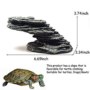 kathson Turtle Basking Platform Tortoise Dock Aquarium Landscape Decorative Climbing Ramp Shale Small Stone Ornament Rock for Frogs, Newts