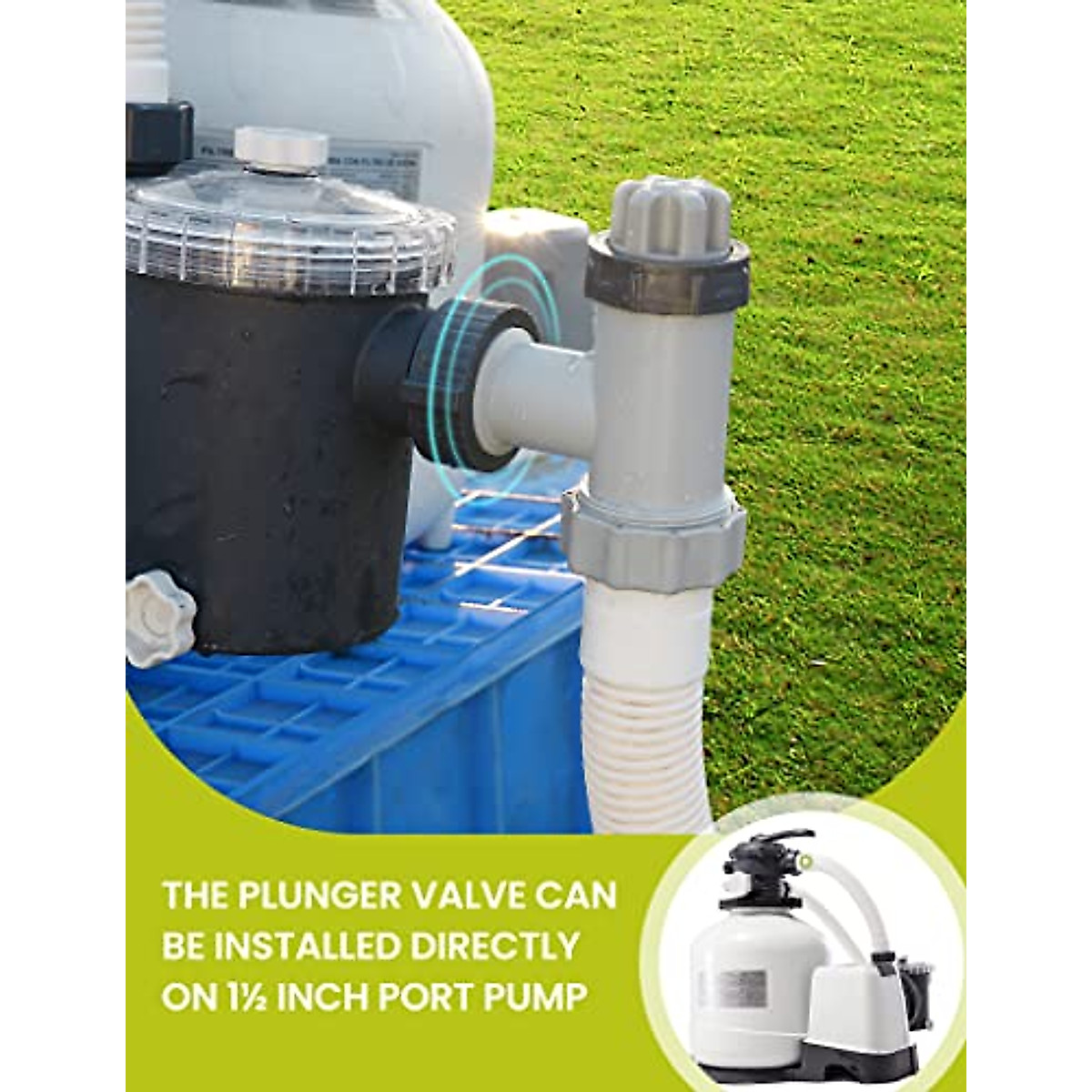 SUMMERBUDDY Above Ground Pool Parts, Replacement Pool Pump Part with Plunger Valve, 1.5" Outlet Strainer & Inlet Nozzle, Pool Hose Adapter for Sand Pump (Style 1)