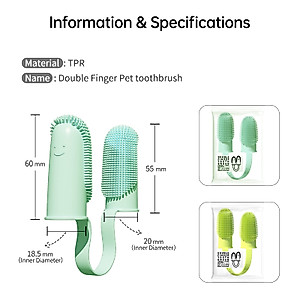 Pijaborg 2 Pack Toothbrush for Dog, Finger Toothbrush Kit, 135ºSurround Bristles for Easy Teeth Cleaning, Double-Finger Toothbrush Dental Care for Puppies, Cats and Small Pets