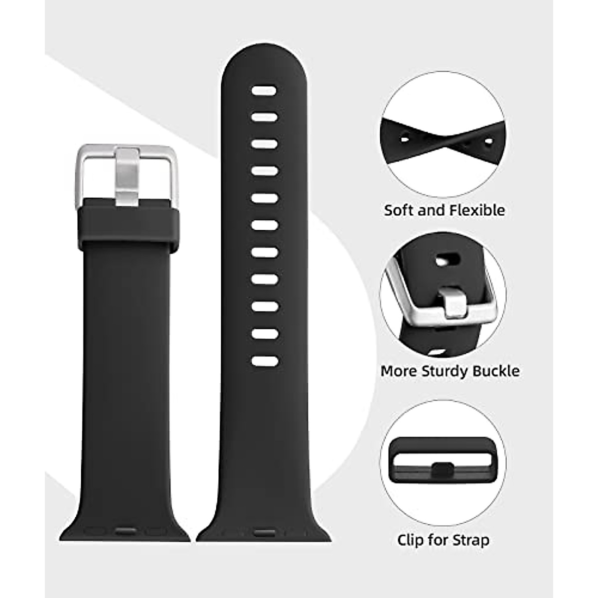 Haveda Compatible for Apple Watch Band 41mm 38mm 40mm 45mm 42mm 44mm, Soft Silicone Sport Replacement Strap Compatible with iWatch SE Series 7 Series 6/5/4/3/2/1 Women Men