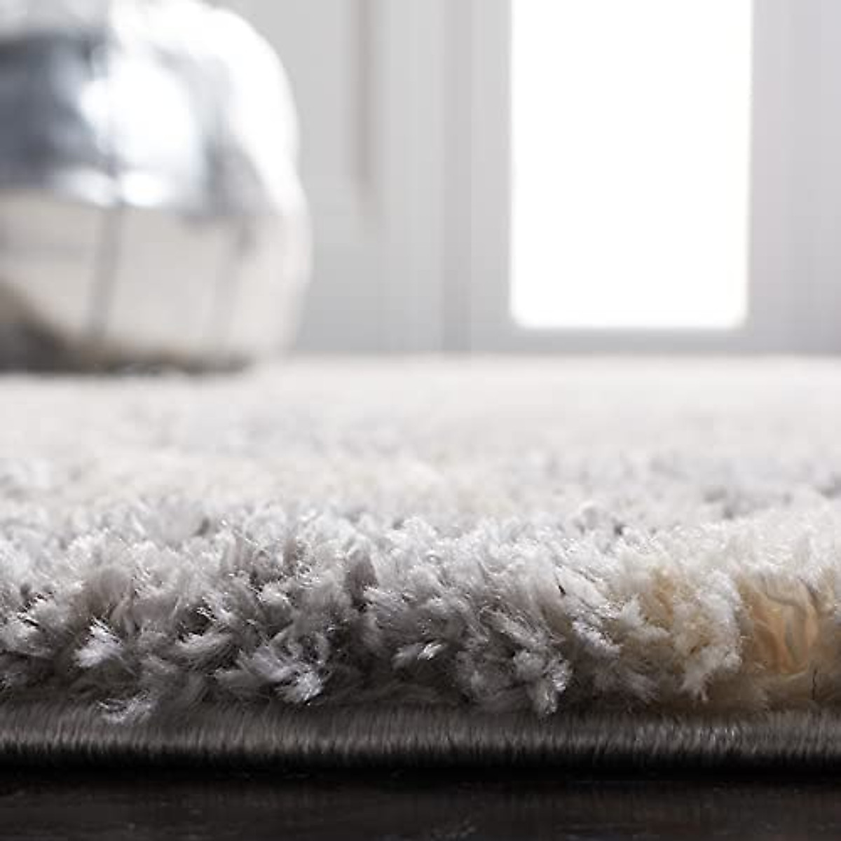 SAFAVIEH Berber Shag Collection Area Rug - 6'7" Square, Grey & Cream, Moroccan Design, Non-Shedding & Easy Care, 1.2-inch Thick Ideal for High Traffic Areas in Living Room, Bedroom (BER213G)