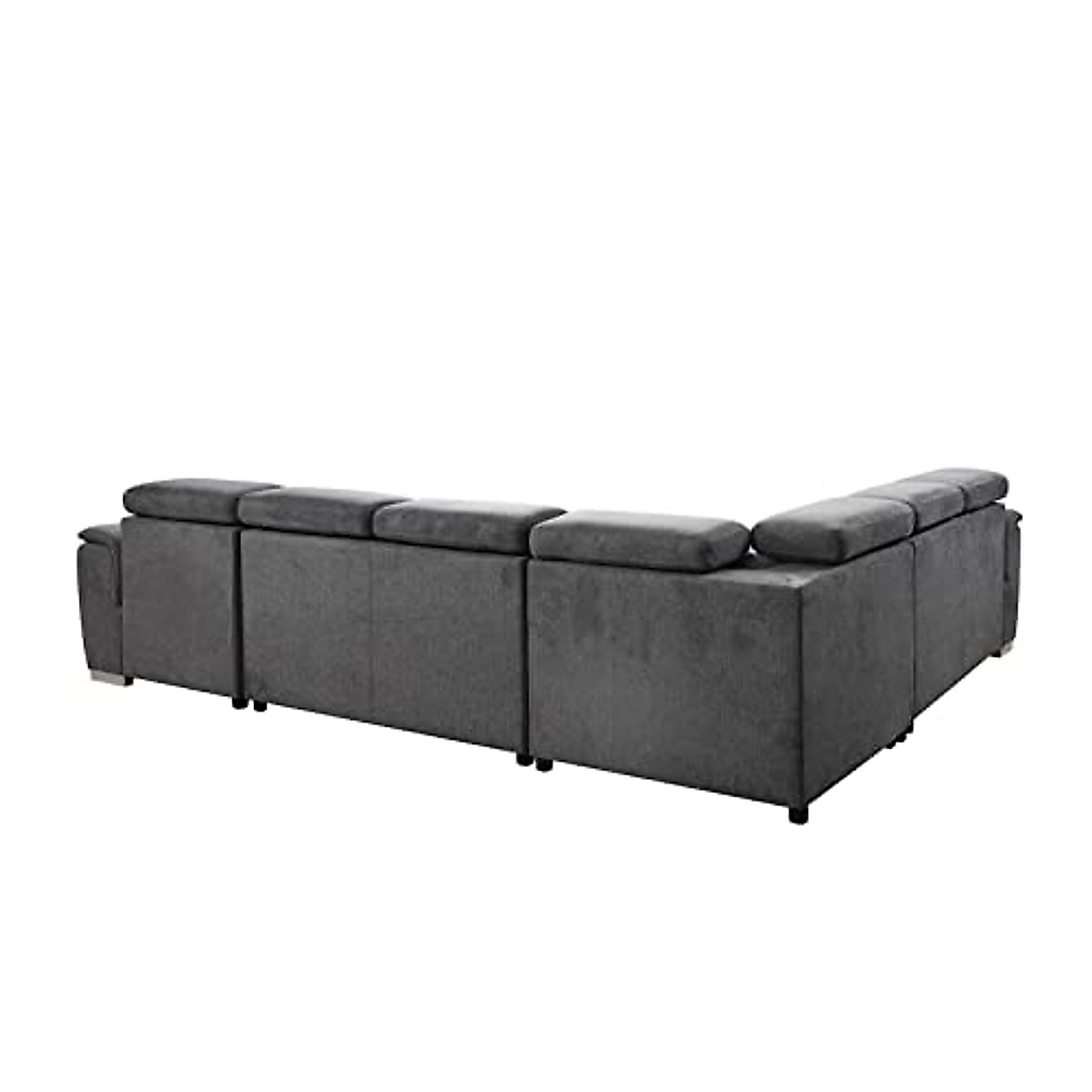 FANYE Oversized U-Shaped Sleeper Sectional Sofabed Sofa W/Pull Out Couch Bed & Wide Storage Chaise,7 Seaters Convertible Sofa&Couch with Adjustable Headrests for Home Apartment Living Room