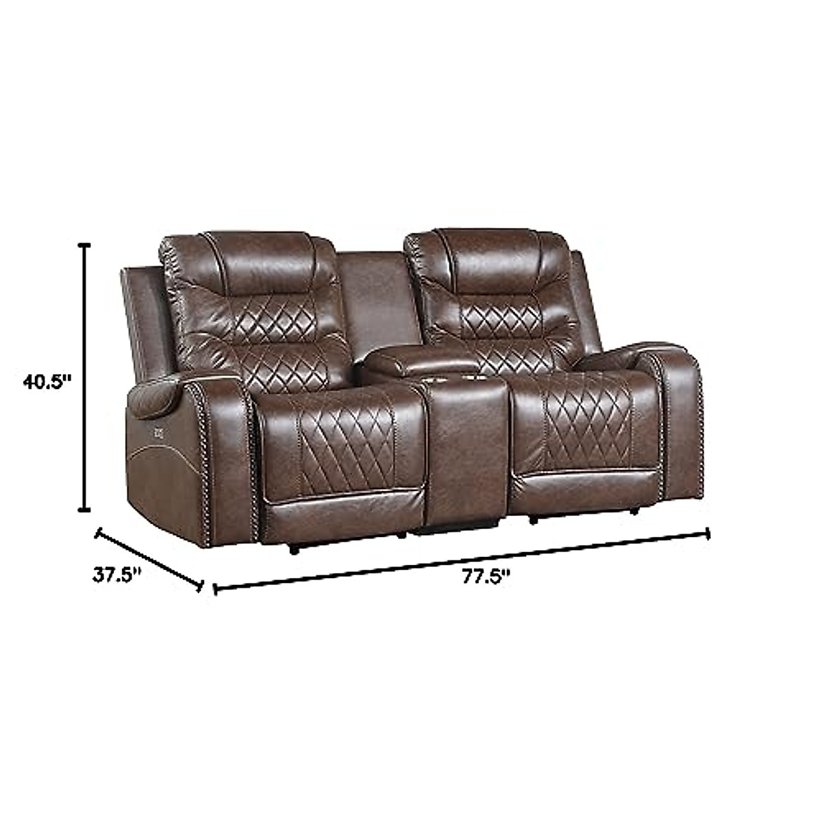 Lexicon Derringer Wall Hugger Power Double Reclining Loveseat, Brown