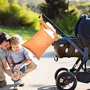 MOMIGO 2 pcs/set Wet Dry Bags for Baby Cloth Diapers - Reusable, Washable for Stroller, Diapers, Toiletries, Travel Bags, Beach, Pool, Gym Bag with Two Zippered Pockets 11.8 * 15.7 inch (Orange)
