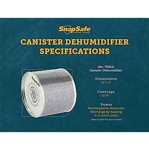 SnapSafe Reusable Canister Dehumidifier, 75902 - Portable, Easy to Use Moisture Absorbers for Gun Safes & Cabinets - Prevent Moisture Damage for Gun Safe Accessories, Firearms in Your Gun Vault