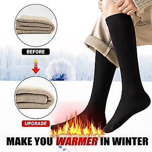 we fleece Warm Knee High Socks for Women-Thermal Cotton Socks for Hiking,Work,Winter,Gifts(One Size, 5Pack Black/Grey/Brown/Beige/Black)