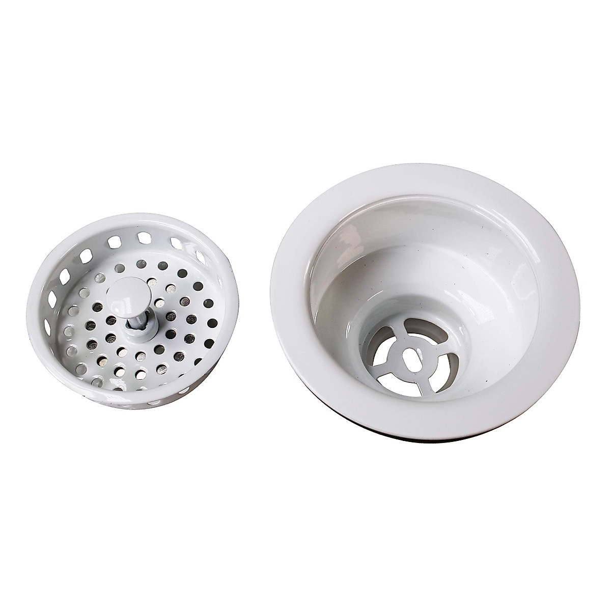Westbrass A214-50 3-1/2" Post Style Large Kitchen Sink Basket Strainer, 1-Pack, Powder Coat White