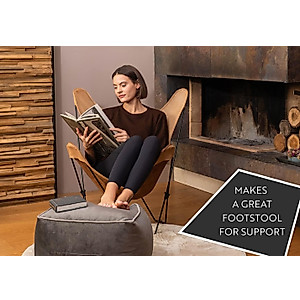 English Home Ottoman Pouffe, Comfortable Cube Foot Stool, Soft Velvet Bean Bag, Home Decor Footstool Extra Seating for Living Room, Bedroom, Casha, 17.7x17.7 inch (45x45 cm), Anthracite