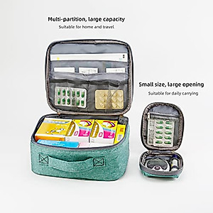 TOPASION Empty First Aid Bags, Travel Medicine Bag, Medical Supplies Organizer Bag, Portable Kit for Traveling, Car, Home, Camping, Office, Hiking, Outdoor (Cationic Green)