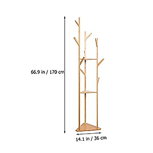 EYHLKM Natural Clothes Hanger Stand Multi-Functional Clothes Rack Coat Rack Floor Standing Clothes Hanging Shelf Clothes