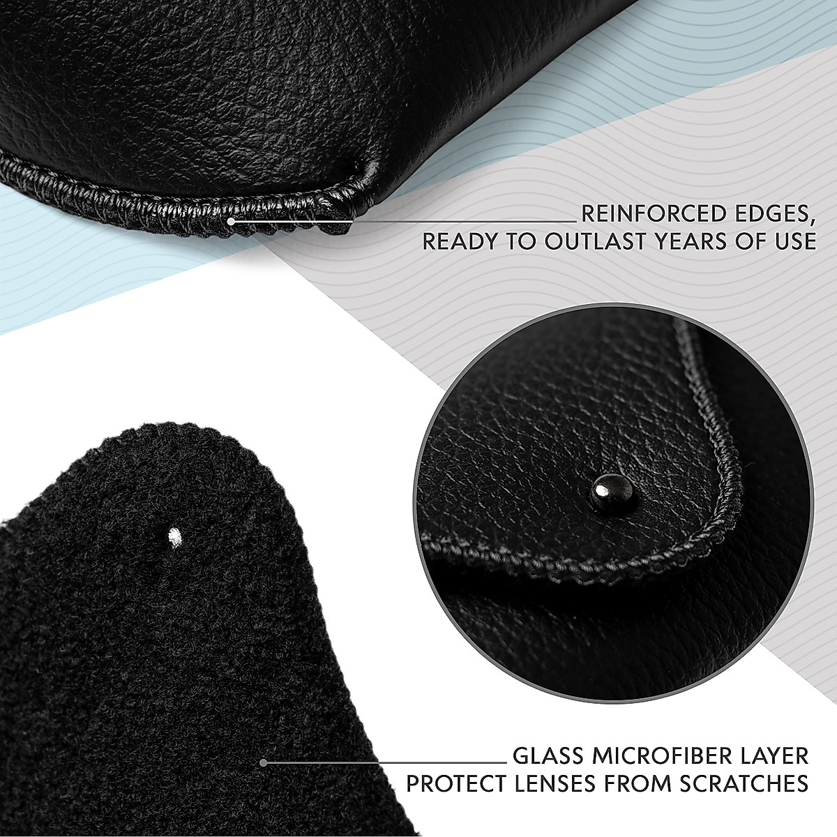 PU Leather Sunglasses Case Black, Durable Glasses Case Medium Big, Sunglass Cases, Goggles Case, Portable Sunglasses Case Slim, Spectacles Case, Knocks Protection Case