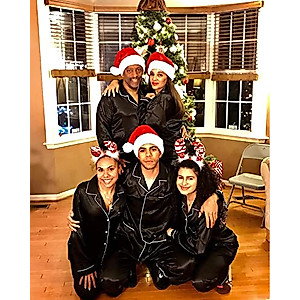 YIMANIE Womens Pajamas Silk Satin Pajama Sets for Women Soft Button Down Womens Loungewear Set with Pockets Black