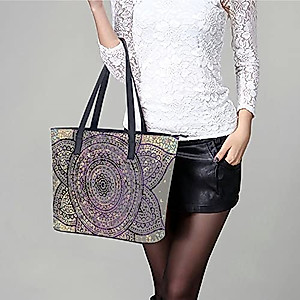 Womens Handbag Mandala Pattern Leather Tote Bag Top Handle Satchel Bags For Lady