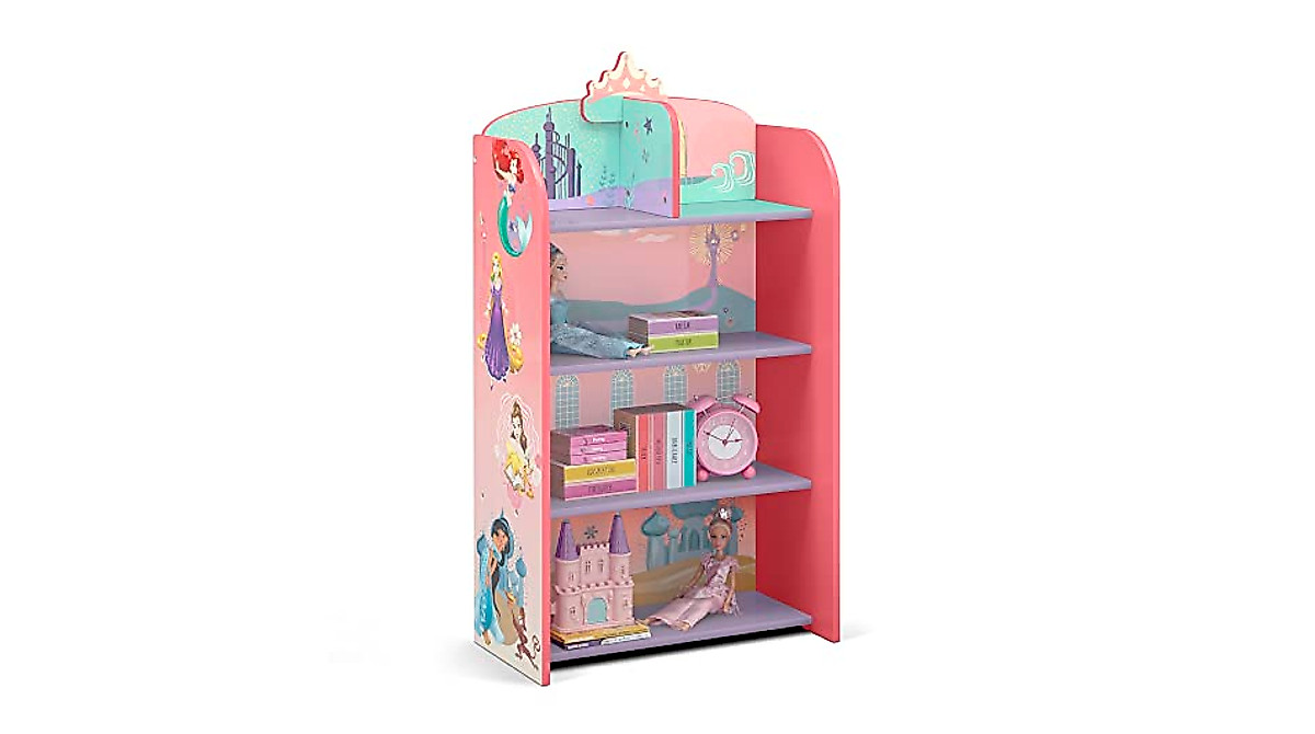 Disney Princess Wooden Bookcase & Playhouse for Kids | 4-Shelf