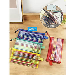 JARLINK 20 Pack 10 Colors Zipper Mesh Pouch, Pencil Pouch Pen Bag Multipurpose Travel Bags for Office Supplies Cosmetics Travel Accessories Multicolor