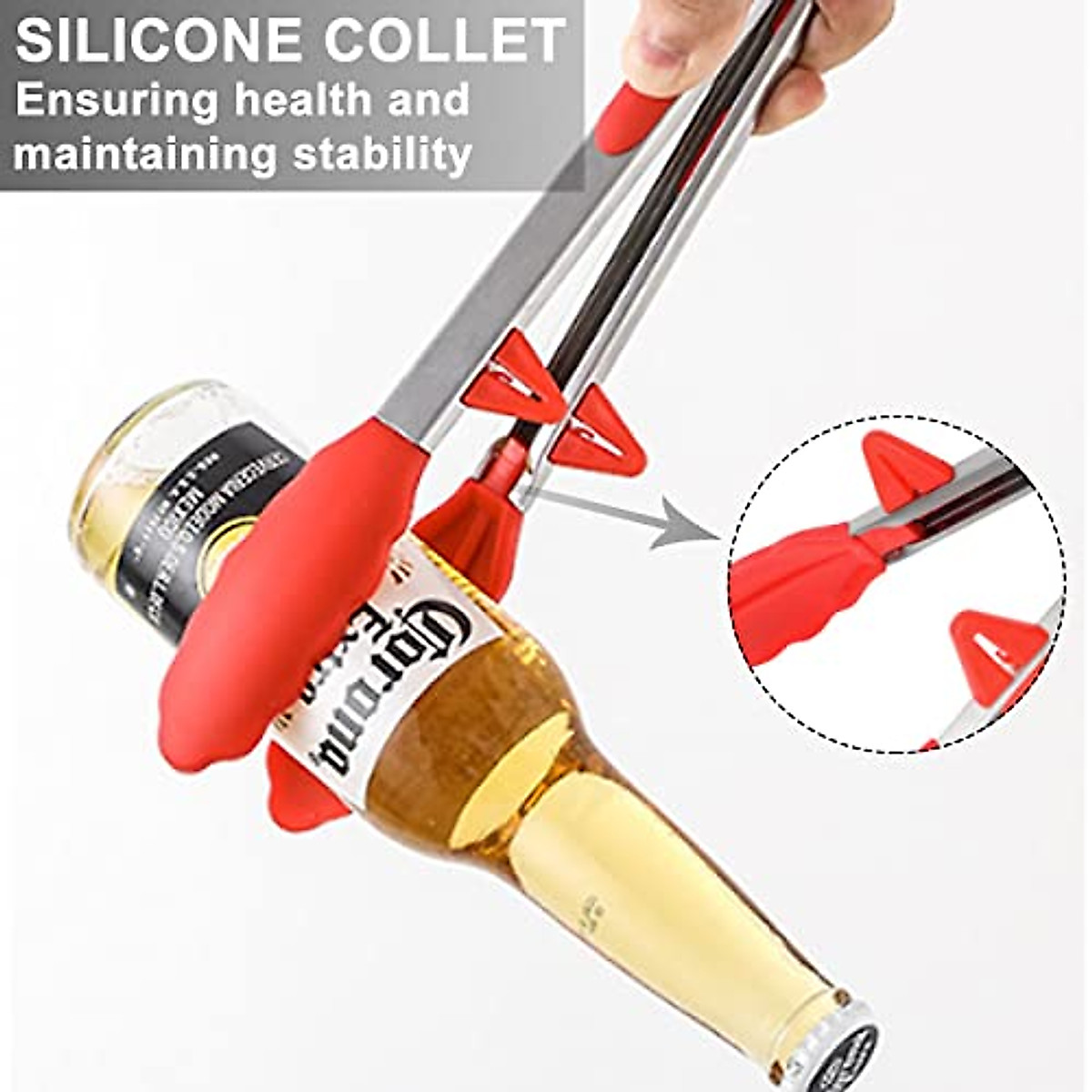 Mekbok Kitchen Tongs with Silicone Tips and Stands, Cooking Tongs, Bbq Grill Tongs, Set of 3