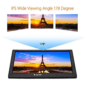 Eyoyo 10 Inch IPS LCD Monitor 1280x800 Resolution Support HDMI VGA BNC AV Input for PC TV Security Display(10 inch)