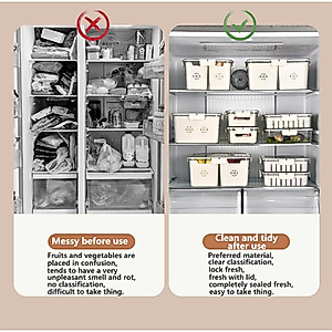 NEEMAY Refrigerator Organizer Box, Food Storage Container Fruit Storage Container for Fridge with 2 Drain Basket in One Container, Stackable Vegetable Strainers Box with Lid 1 Box/Set of White