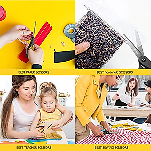 Scissors, iBayam 3 Pack 8" All Purpose Nonstick Scissors, 2.5MM Thickness Titanium Blades with Comfort Grip, Heavy Duty Scissors for Office School Home Classroom General Use Art and Craft DIY Supplies