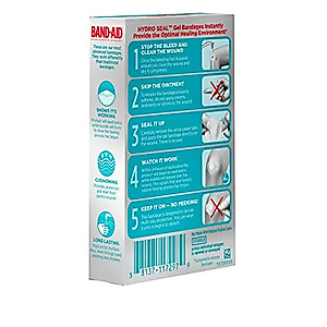 Band-Aid Brand Hydro Seal Adhesive Bandages for Wound Care and Blisters, All Purpose Waterproof Bandages for Cuts and Scrapes, 10 Count
