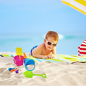 The Dreidel Company Mini Beach Playsets, Play Set Includes 1 Sand Bucket, 1 Shovel, 1 Rake, and 1 Scoop, Birthday Treats for Boys and Girls, Party Favors for Kids and Toddlers (6-Pack)