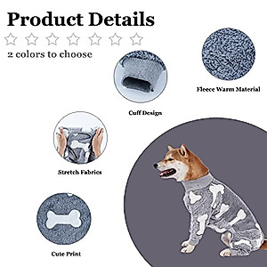 Harikaji Dog Warm Jumpsuit,Pet Winter Flannel Warm Pajamas,Cold Weather Dog Onesie,Dog Winter Clothes for Medium Large Dogs (3XL:Chest<29'', Grey)