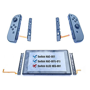 ElecGear Slide Rail Replacement for Nintendo Switch and Joy Con Controller, Left and Right Metal Track for Console and Plastic Slider Bar for Joy-con with Flex Cable Connector Repair Part Assembly