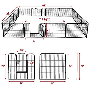 Yaheetech Decorative Garden Fence - 24in x 43ft Rustproof Folding Fencing Landscape Patio Flower Bed Animal Barrier Border for Dog Outdoor Fences Black