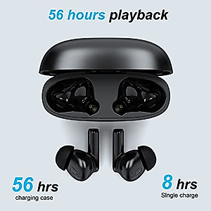 Bluetooth 5.3 Headphones Wireless Earbuds Immersive 3D Stereo Built-in HD Microphone 56H Playback USB-C Fast Charging In-Ear Earphones IPX8 Waterproof Ear buds for ios Android Sports Work Travel