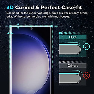 AACL 3D Curved Tempered Glass for Samsung Galaxy S23 Ultra Screen Protector, 9H Glass for S23 Ultra 5G, Scratch Proof, Easy Installation Frame, Bubble Free, Case Friendly [3 Pack]