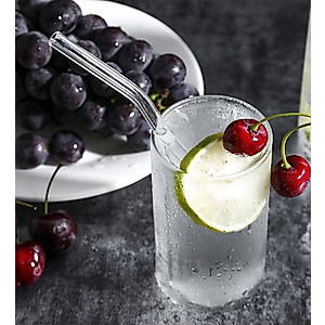 Hiware Reusable Glass Straws Set, 4-piece Drinking Staws with Cleaning Brush, 10" x 10 mm, Dishwasher Safe