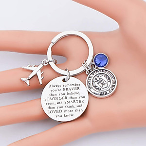 Air Force Gift Air Force Keychain Always Remember You’re Braver Than You Believe Keychain (Remember-Air ForceKS)